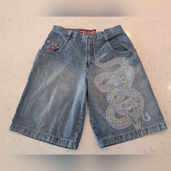 JNCO | Shorts | Jnco Jean Shorts Distressed Embroidered Snake Size 34 ...